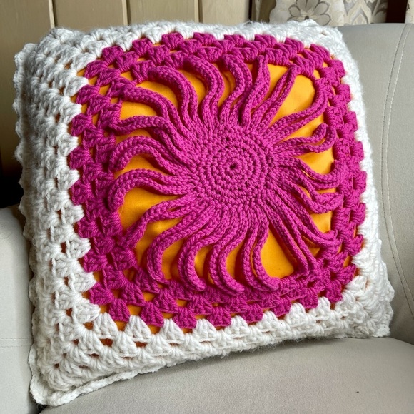 Accents | Vintage Granny Square Knit Swirl Crochet Pillow | Poshmark
